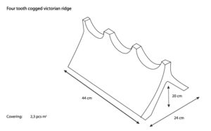 Four Tooth crested Victorian ridge tile slate grey - Clayridgetiles