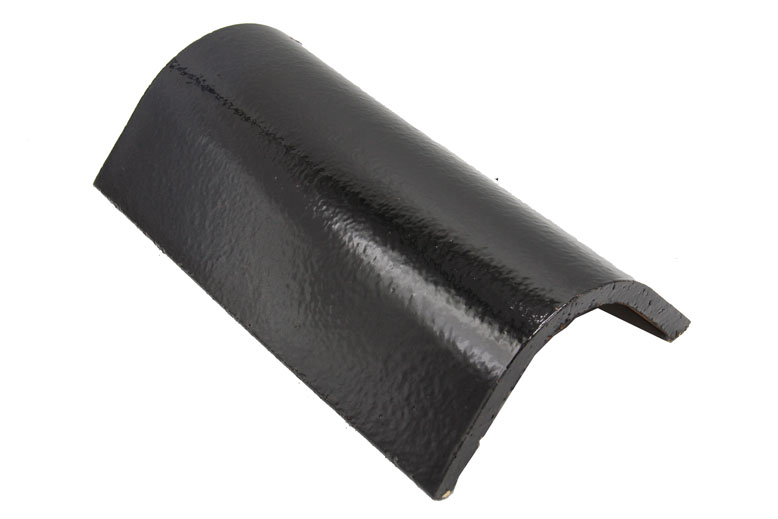 Halfround ridge/hip tile black glazed - Clayridgetiles